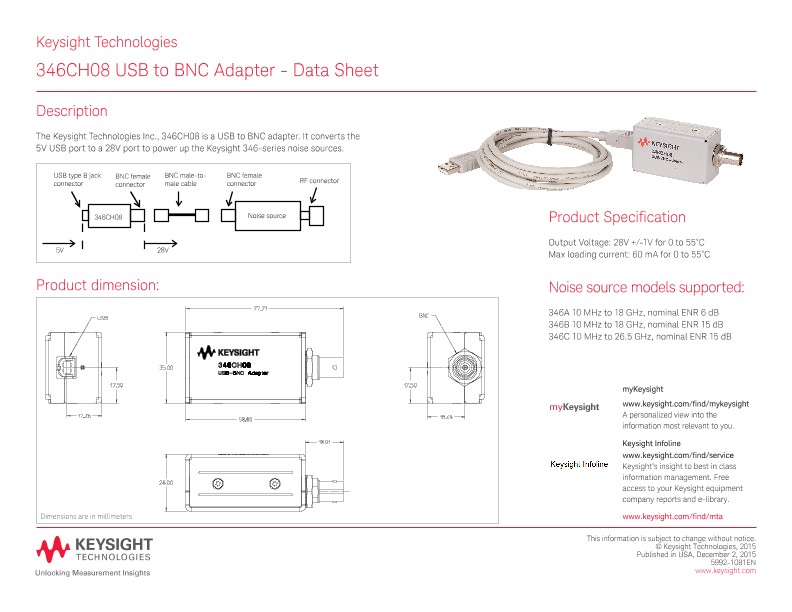 346CH08 USB to BNC Adapter PDF Asset Page | Keysight